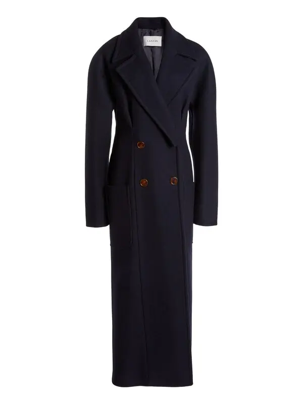 LANVIN Double-breasted Cashmere Coat - Navy