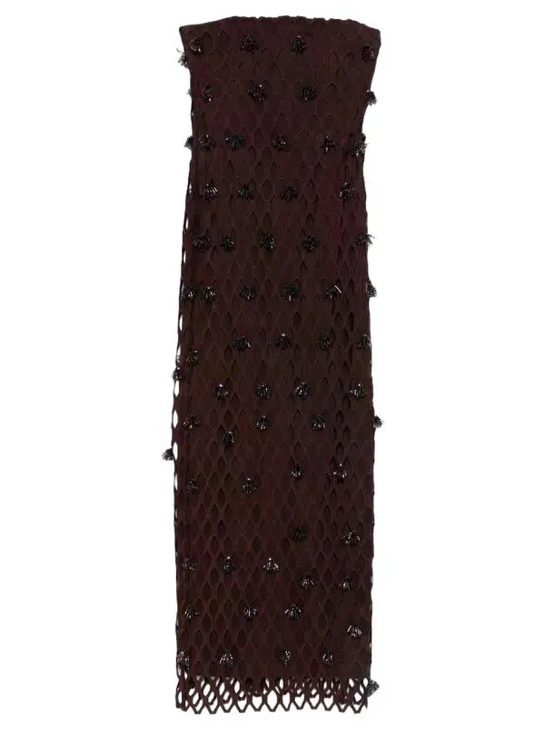 Simkhai Beaded Strapless Maxi Dress - Brown