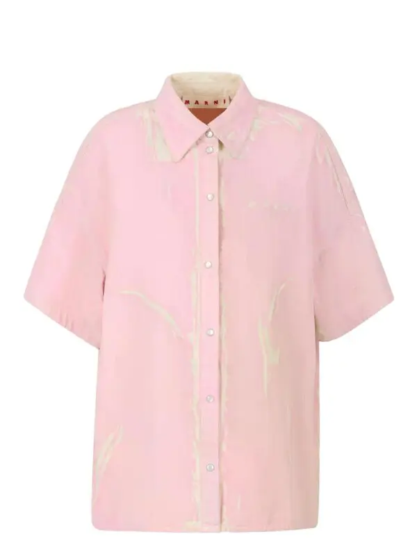 Marni Short-sleeved Denim Shirt - Pink