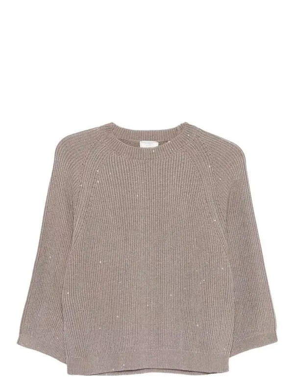Peserico Embellished Ribbed-knit Sweater - Neutrals