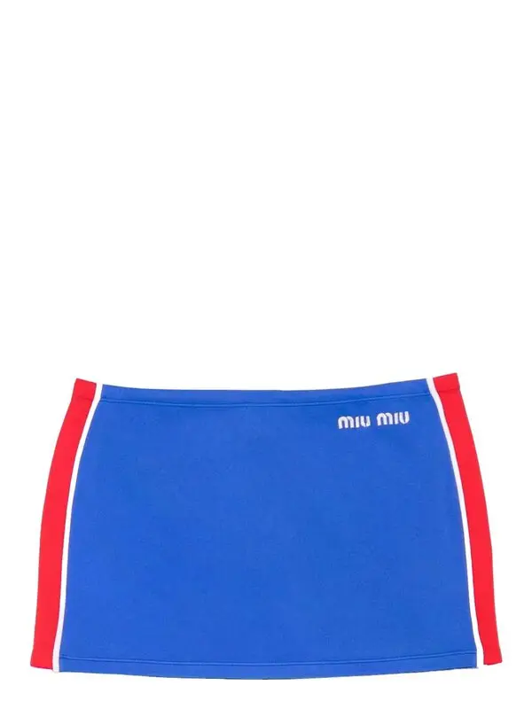 Miu Miu Logo Stripe Mini Skirt - Blue