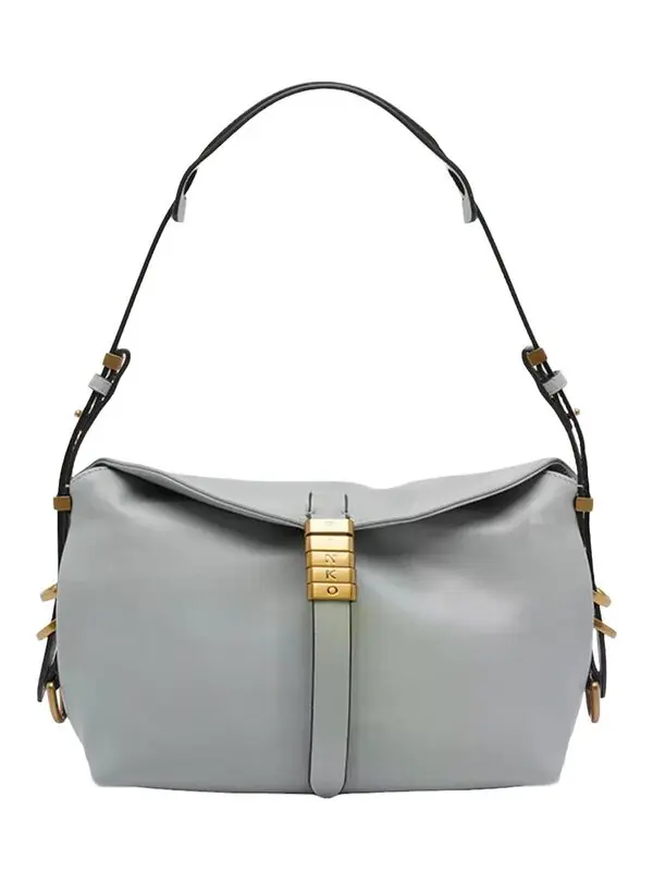Pinko Saddle Leather Shoulder Bag - Grey