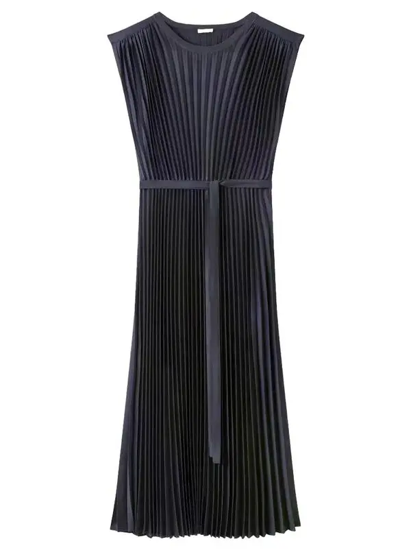 JOSEPH Volta Plissé Midi Dress - Blue