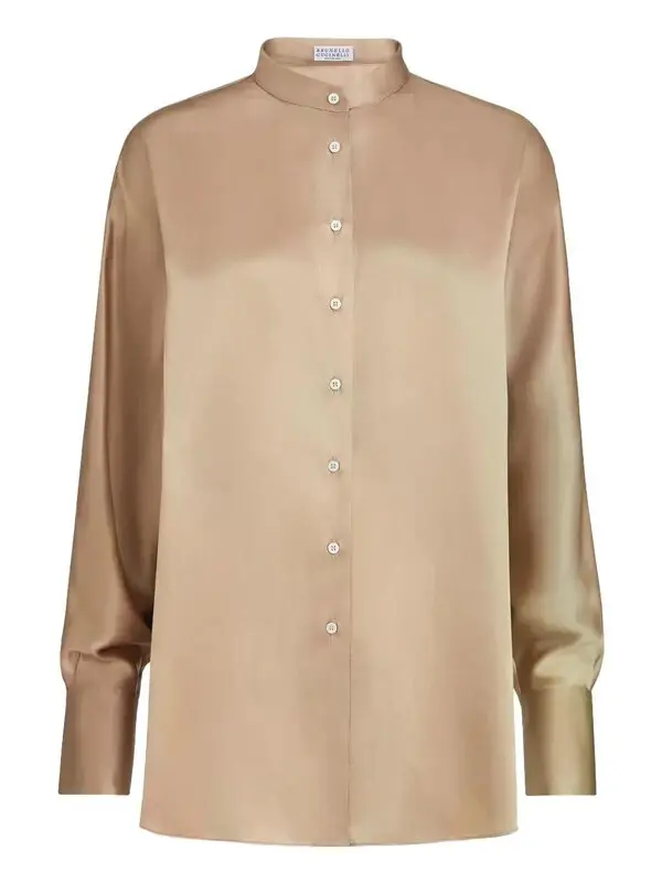 Brunello Cucinelli Monili Satin Shirt - Neutrals