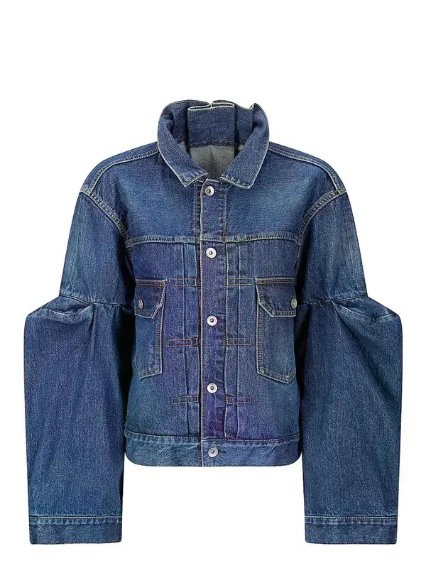 Sacai Puff-sleeve Denim Jacket - Blue