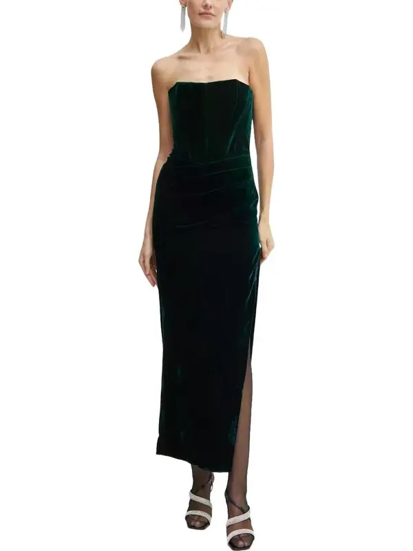 Bardot Strapless Slit Gown - Green