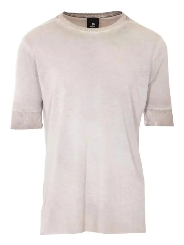 THOM KROM Crewneck Distressed T-shirt - Neutrals