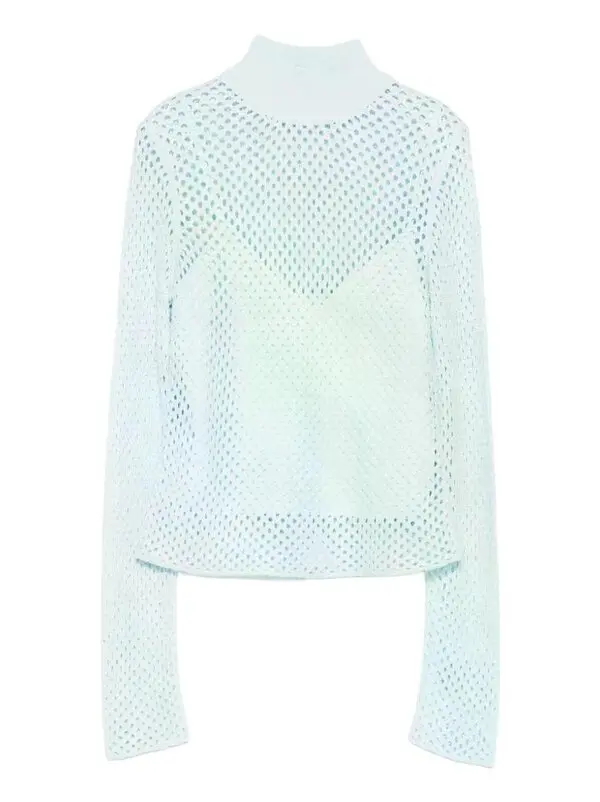 Simkhai Openwork Turtleneck Sweater - Blue