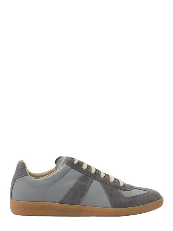MAISON MARGIELA Replica Leather-trimmed Suede Sneakers - Grey