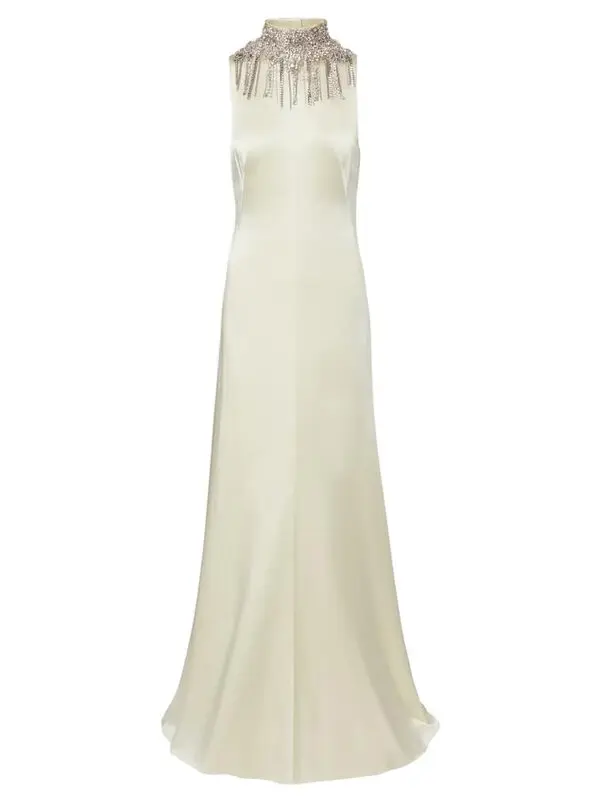 Alexander McQueen Embellished Satin Gown - Yellow