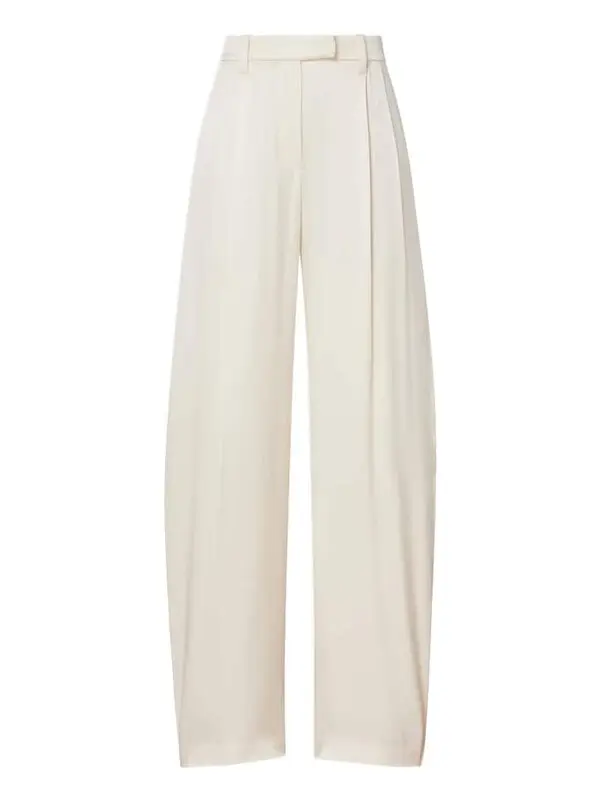Brunello Cucinelli Mid-rise Silk Straight Pants - White