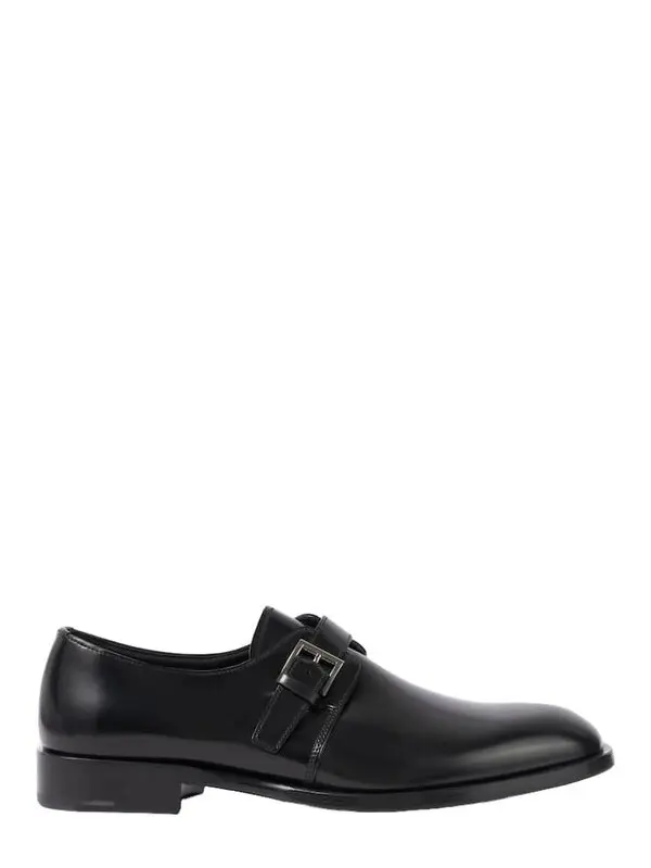 Prada Leather Monk Strap Shoe - Black
