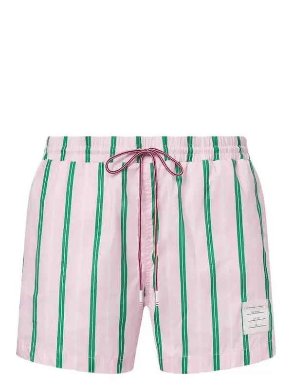 Thom Browne Striped Swim Trunks - Pink