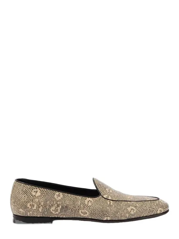 Manolo Blahnik Modena Snake-effect Leather Loafers - Beige