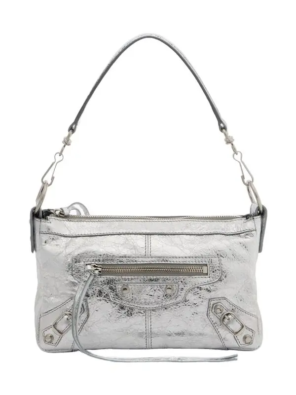 Balenciaga Le City Moto Mini Leather Shoulder Bag - Silver