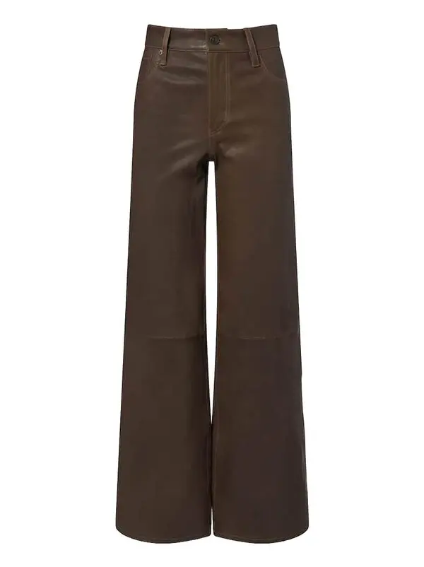FRAME Le Slim Palazzo Leather Wide-leg Pants - Brown