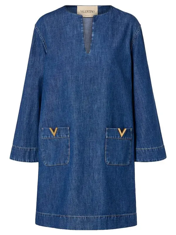 Valentino Garavani Vgold Chambray Minidress - Blue