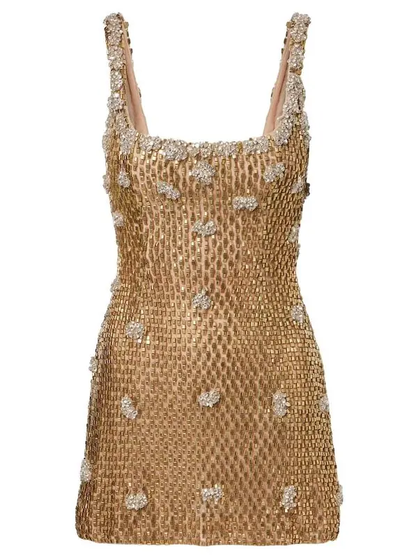 Rachel Gilbert Solana Embellished Corset Mini Dress - Gold