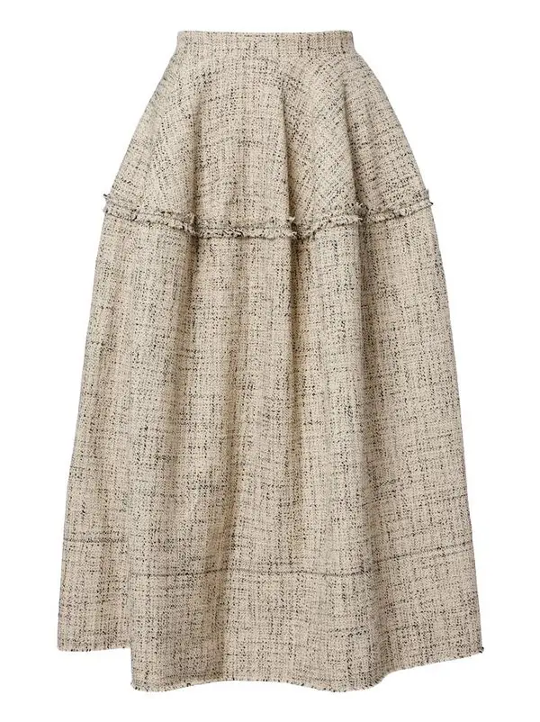 Erdem Cotton-blend Tweed Midi Skirt - White