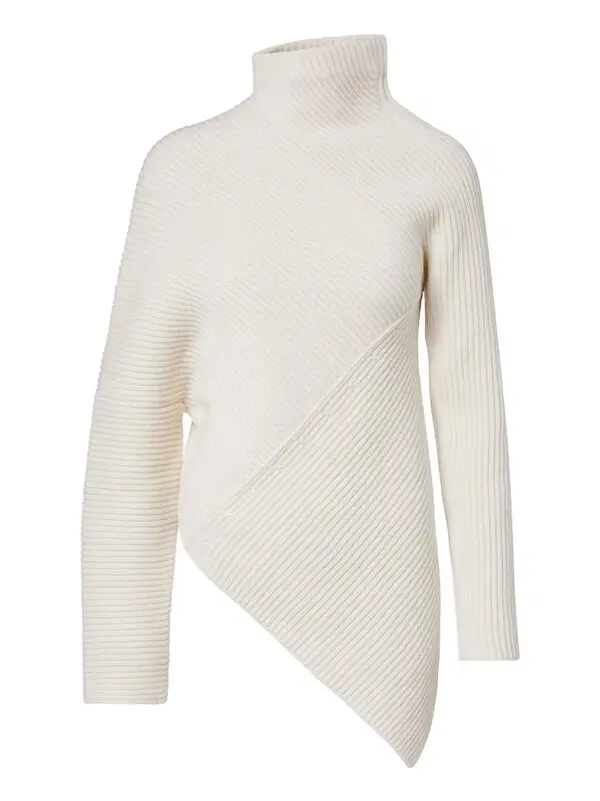Alaïa Asymmetric Wool And Cashmere Sweater - White