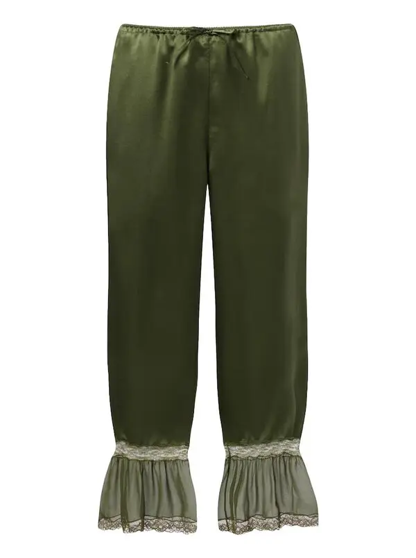 Saint Laurent Silk Satin Straight Pants - Green