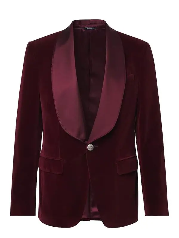 Dolce & Gabbana Cotton-blend Velvet Tuxedo Jacket - Burgundy