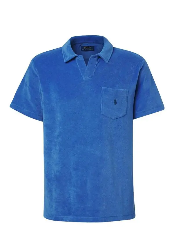Polo Ralph Lauren Logo Cotton-blend Terry Polo Shirt - Blue