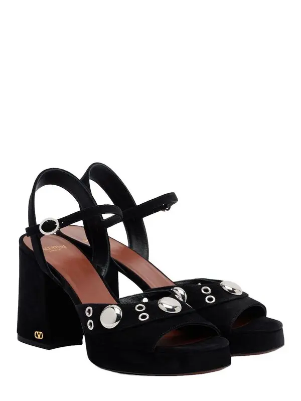 Valentino Garavani Embellished Leather Sandals - Black