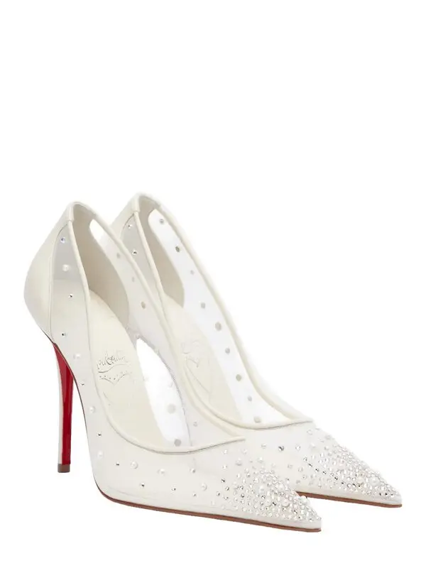 CHRISTIAN LOUBOUTIN Miss Z Degrastrass Perla 100 Pumps - White