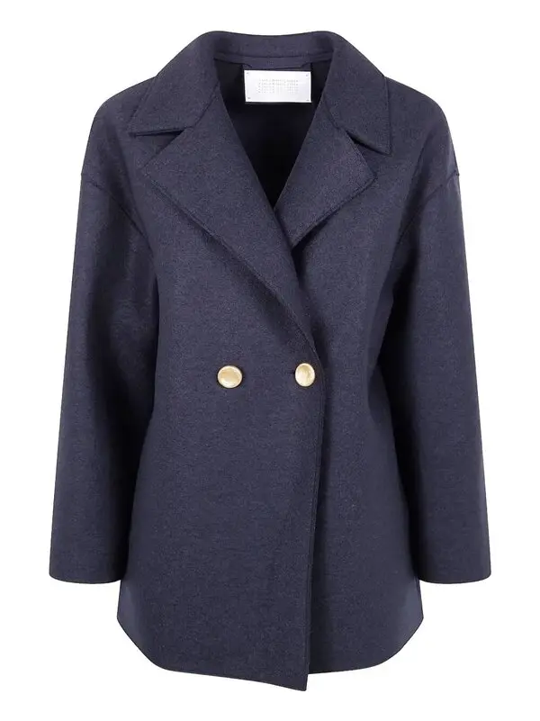 Harris Wharf London Pressed Wool Double Breasted Jacket - Blue