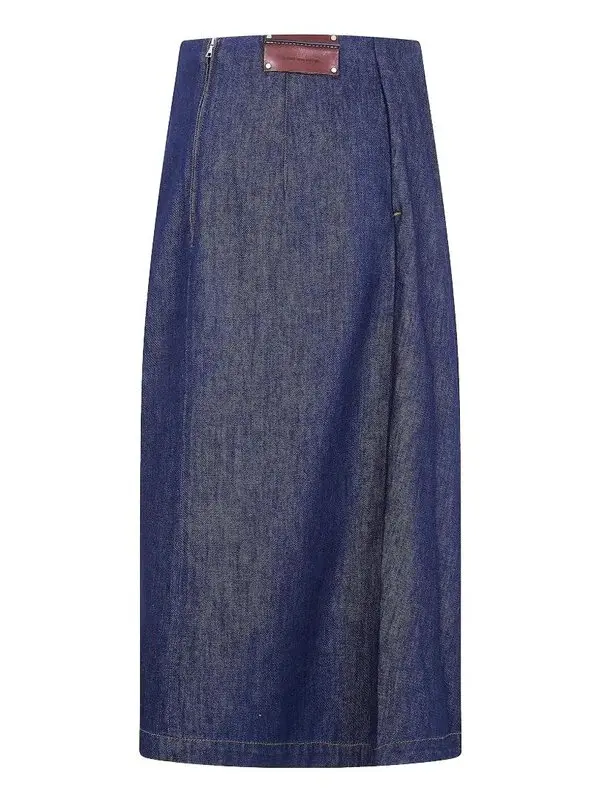 Dries Van Noten Sonista Denim Round Midi Skirt - Blue