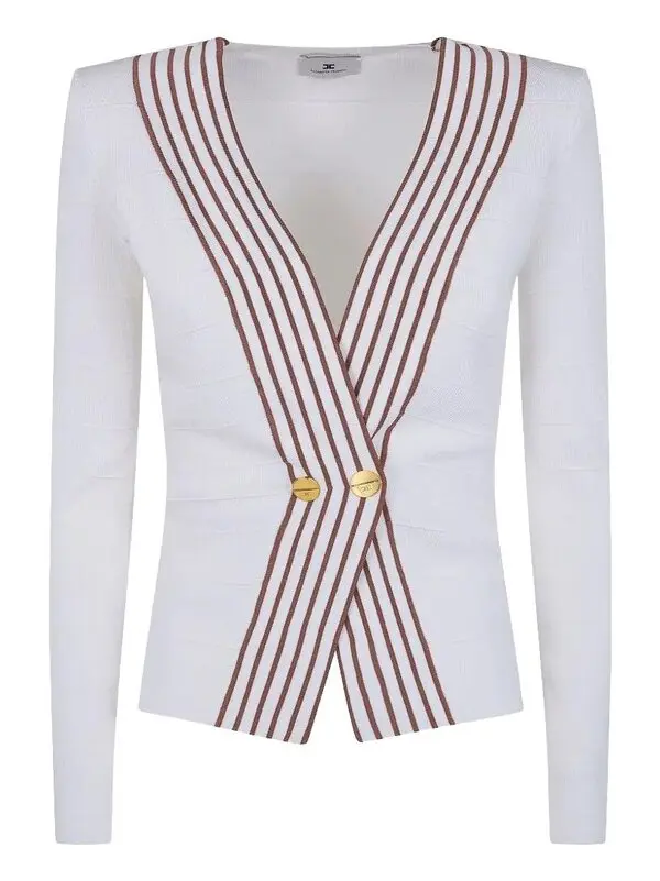 Elisabetta Franchi V-neck Tricot Sweater - White