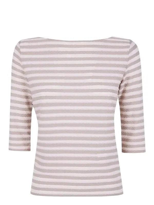 Emporio Armani Striped Textured Pullover - Brown