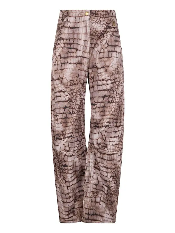 Elisabetta Franchi Barrel Leg Printed Jeans - Brown