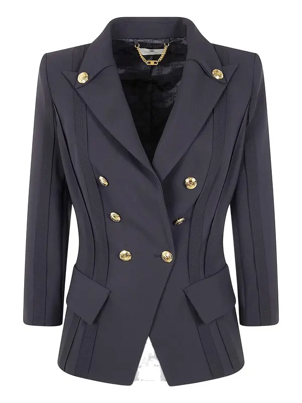 Elisabetta Franchi Tailored Double-breasted Jacket - Black