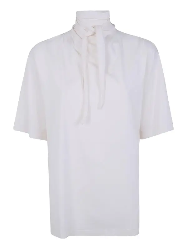LEMAIRE Tie Neck T-shirt - White