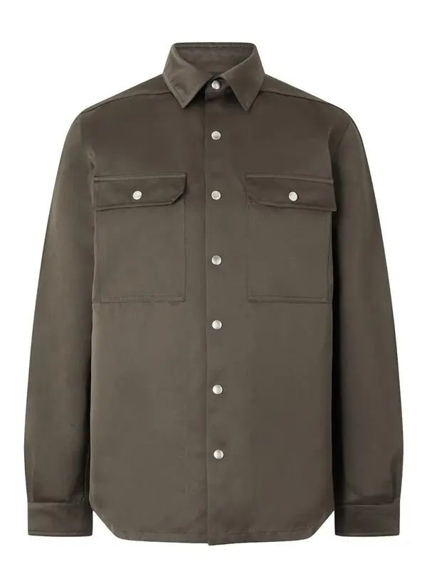 Saint Laurent Duchesse-satin Overshirt - Brown