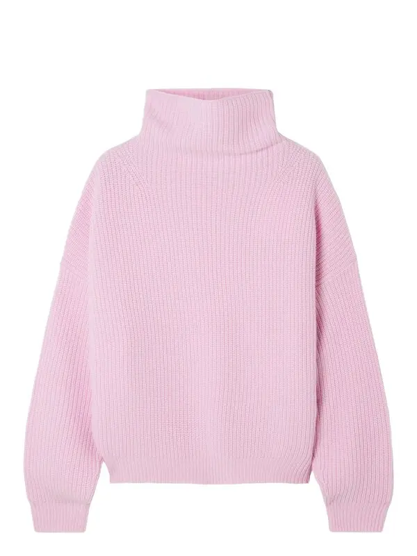 MARANT ETOILE Brooke Ribbed Merino Wool And Cashmere-blend Turtleneck Sweater - Pink