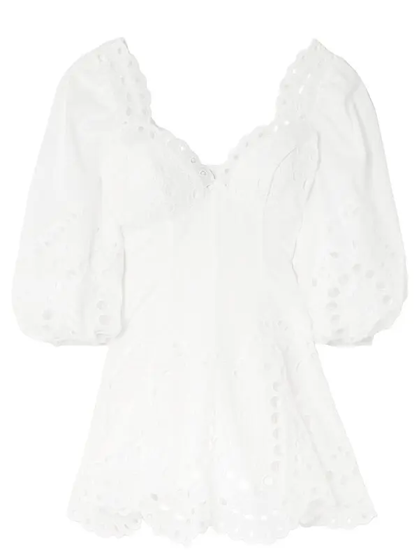 Charo Ruiz Ibiza Esmare Scalloped Broderie Anglaise Mini Dress - White