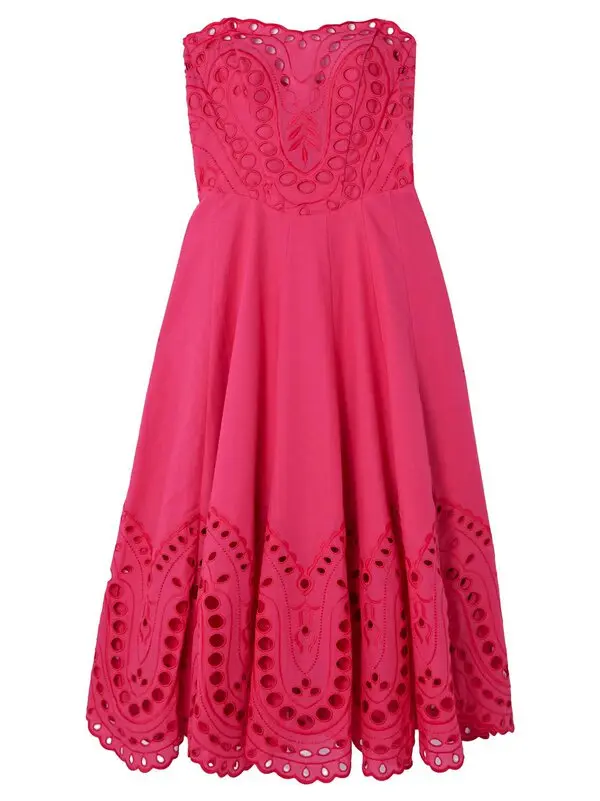 Charo Ruiz Ibiza Marlin Broderie Anglaise Cotton-blend Midi Dress - Pink
