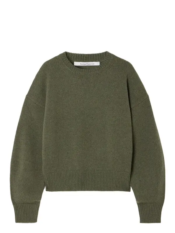 Another Tomorrow Recycled Cashmere And Wool-blend Sweater - Dark Green
