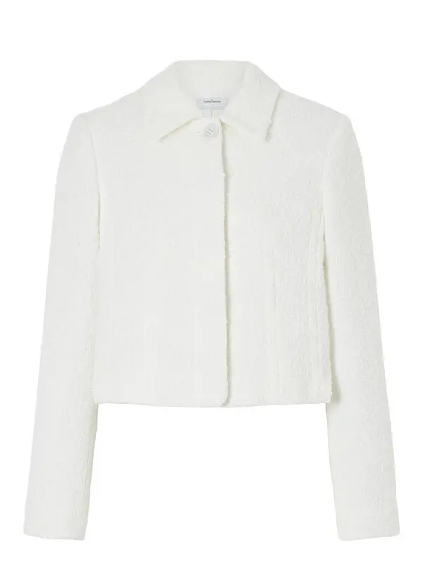Another Tomorrow Cropped Cotton Bouclé-tweed Jacket - White
