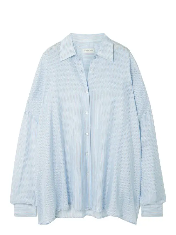 Dries Van Noten Oversized Striped Satin-crepe Shirt - Blue