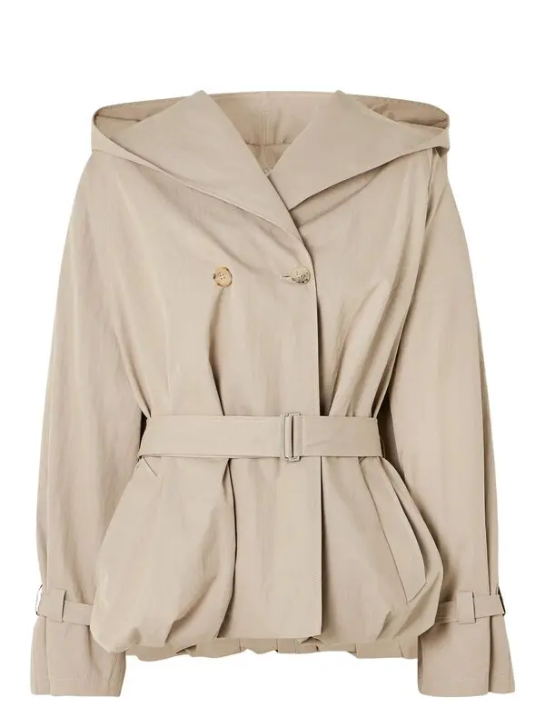 Magda Butrym Hooded Belted Cotton-blend Jacket - Neutrals