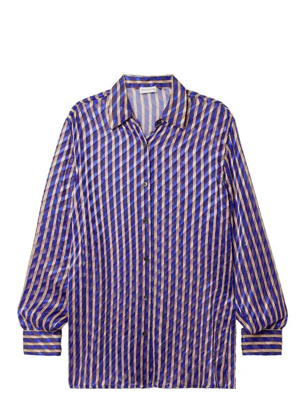 Dries Van Noten Striped Devoré-satin Shirt - Purple