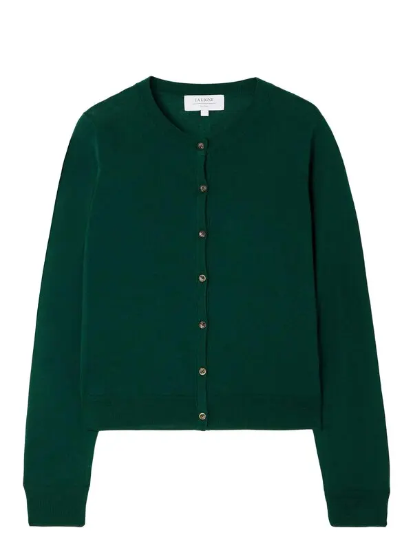 LA LIGNE Ben Silk, Wool And Cashmere-blend Cardigan - Dark Green