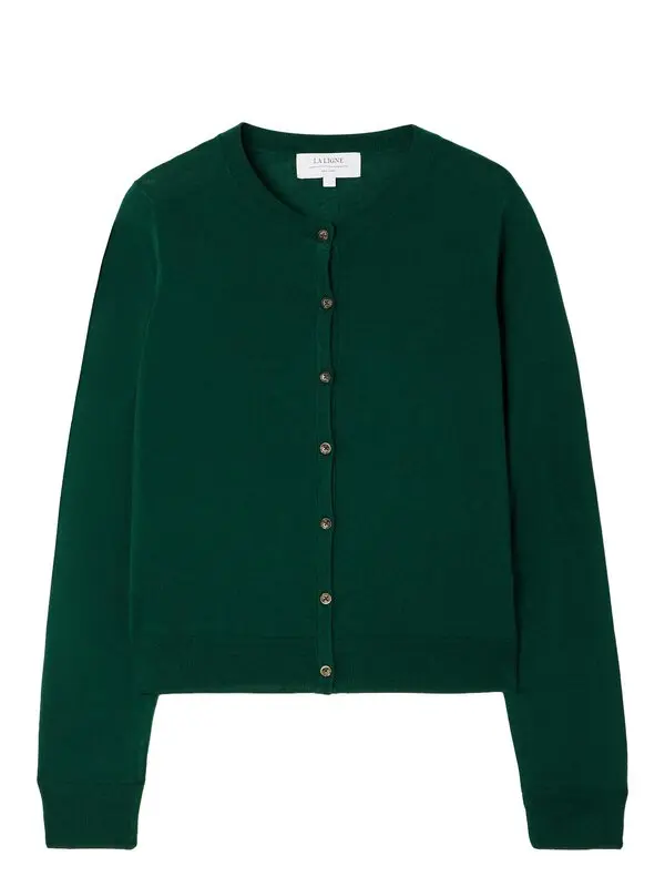 LA LIGNE Ben Silk, Wool And Cashmere-blend Cardigan - Green