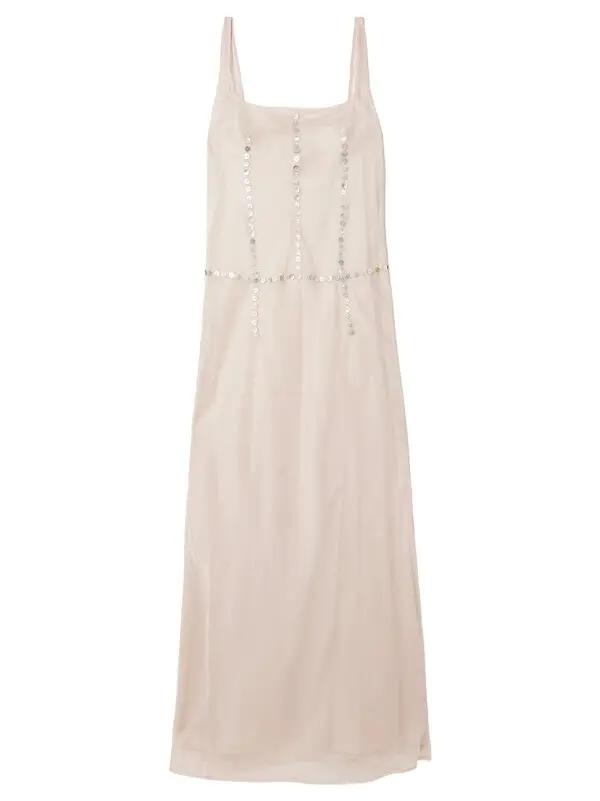 Staud Silk-organza Maxi Dress With Button Embellishments - Cream