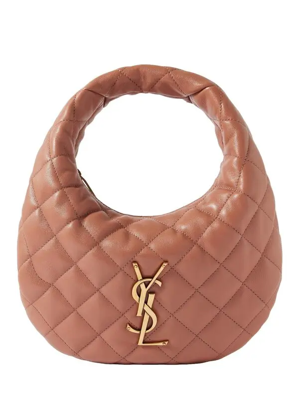 Saint Laurent Icarino Quilted Leather Tote - Orange