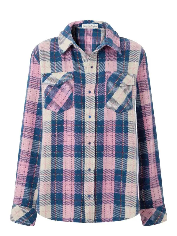 GOD'S TRUE CASHMERE Checked Cashmere Shirt - Pink
